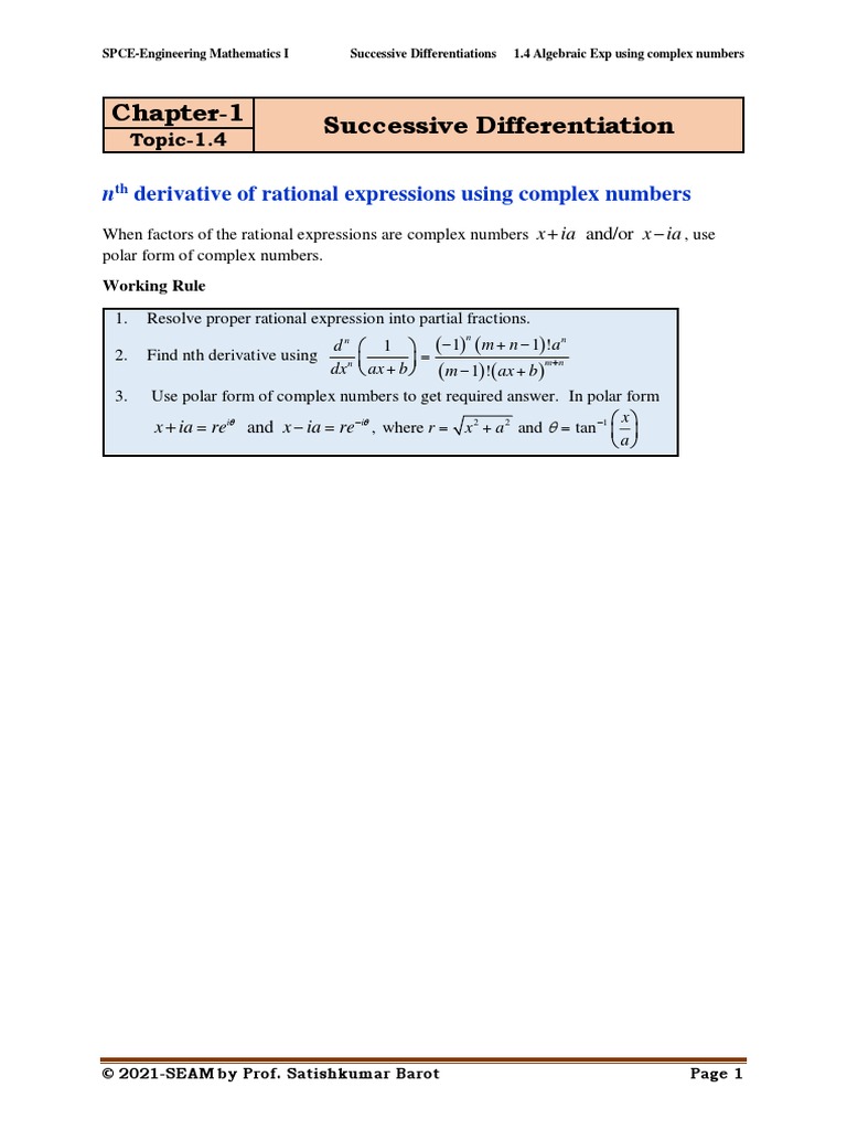 SEAM-Maths1-1.4 SD-Algebraic Expressions Using Complex Numbers-28-8-19 ...