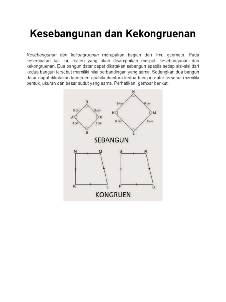 Matematika Kelas IX Kesebangunan Dan Kekongruenan | PDF