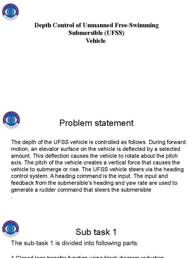 Depth Control of Unmanned Free-Swimming Submersible (UFSS) Vehicle ...