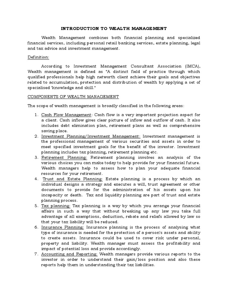 Introduction To Wealth Management | PDF | Wealth Management | Investor