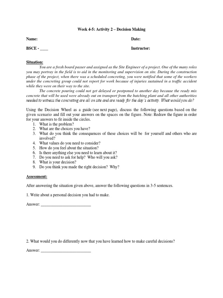 Exercise Chapter 4 Decision Making Pdf Cognition Business