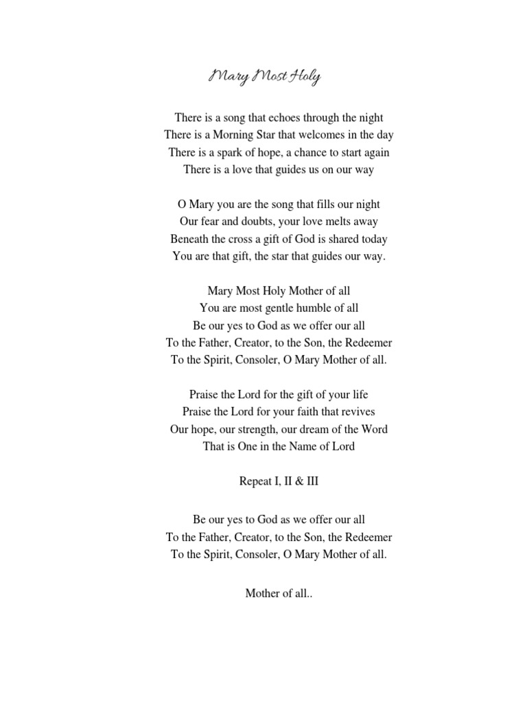 Mary Most Holy: A Hymn of Praise | PDF