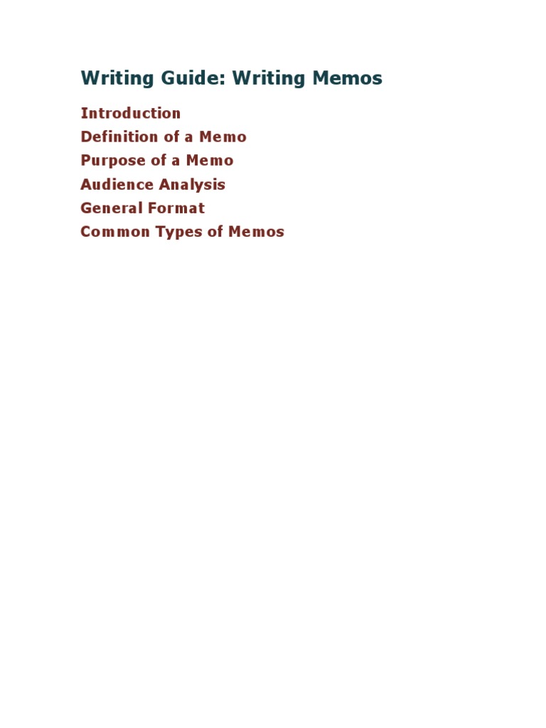 Writing Guide For Memos | PDF | Memorandum | Information