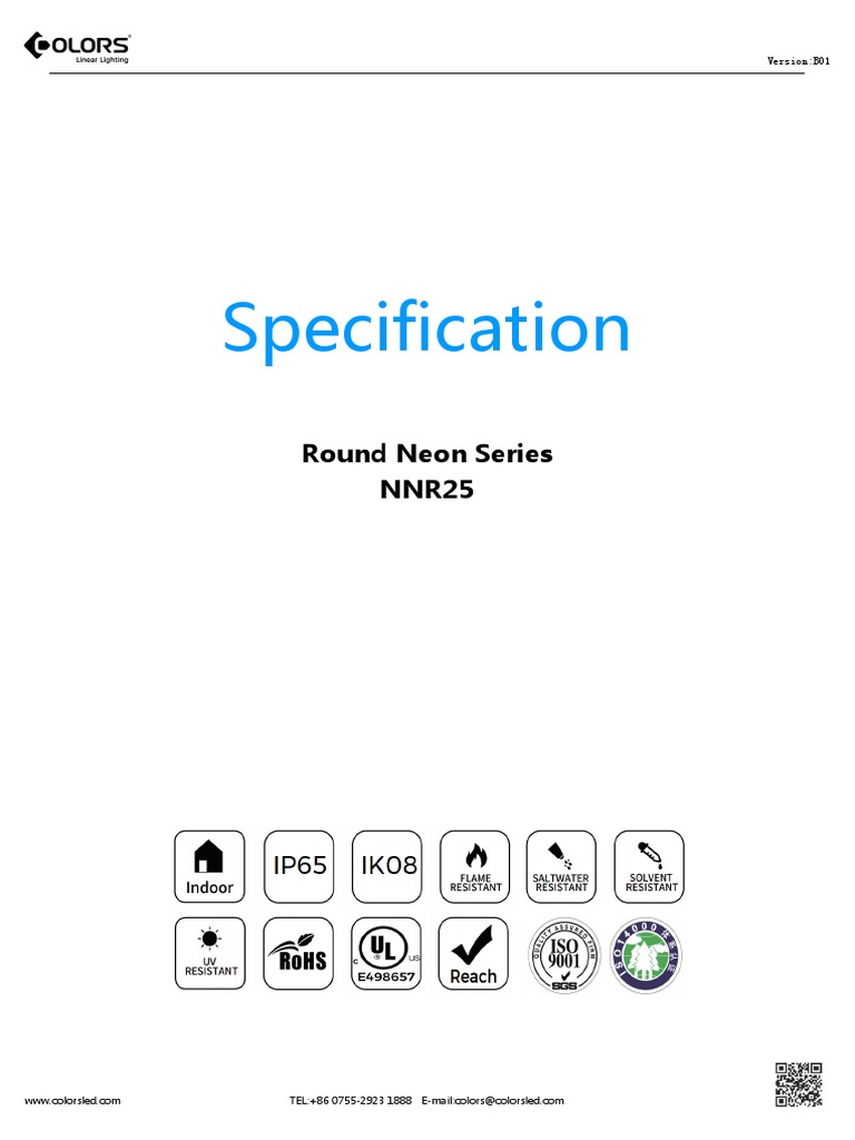 NNR25-Round Neon Specification | PDF | Power Supply | Lighting
