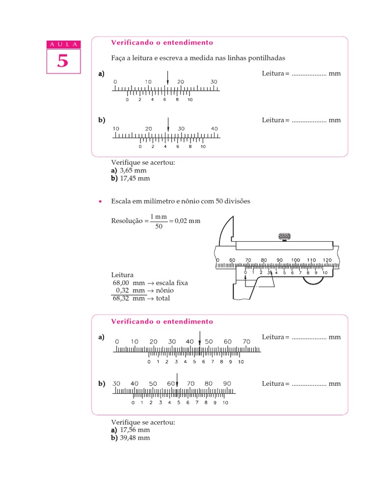 Exercícios Paquímetro MM | PDF | Duração