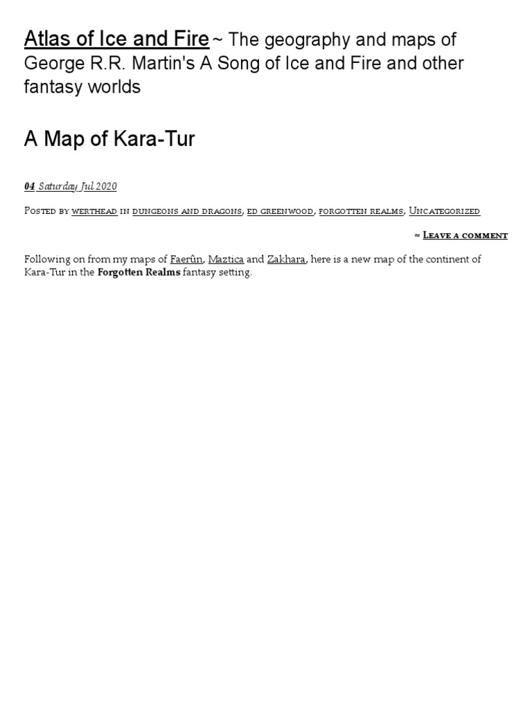 A Map of Kara-Tur - Atlas of Ice and Fire | PDF | Sea | Continent