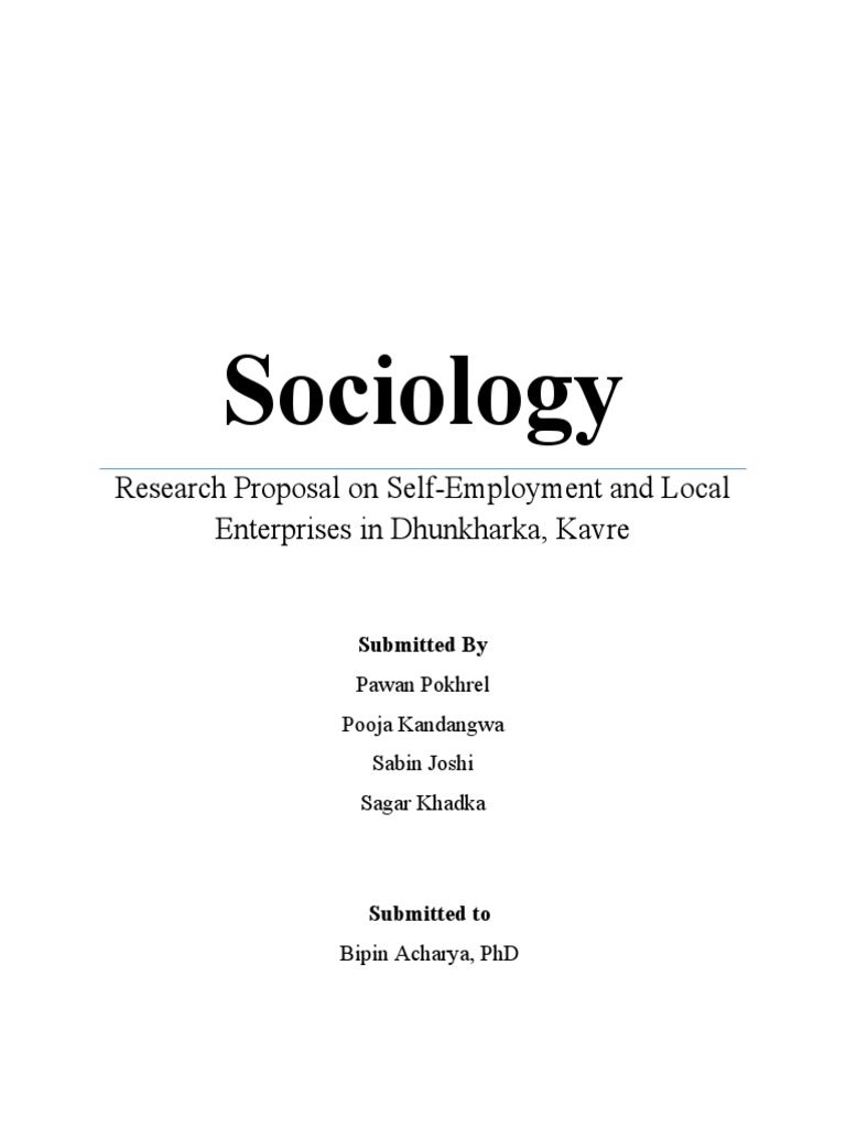 Sociology: Research Proposal On Self-Employment and Local Enterprises ...