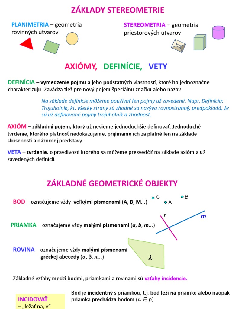 01 Stereometria Zakladne Pojmy | PDF