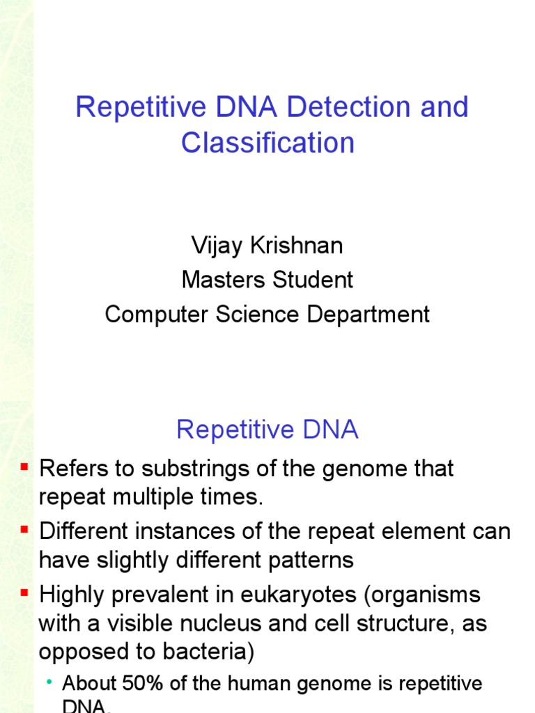 Automated Detection and Classification of Repetitive DNA Elements in ...
