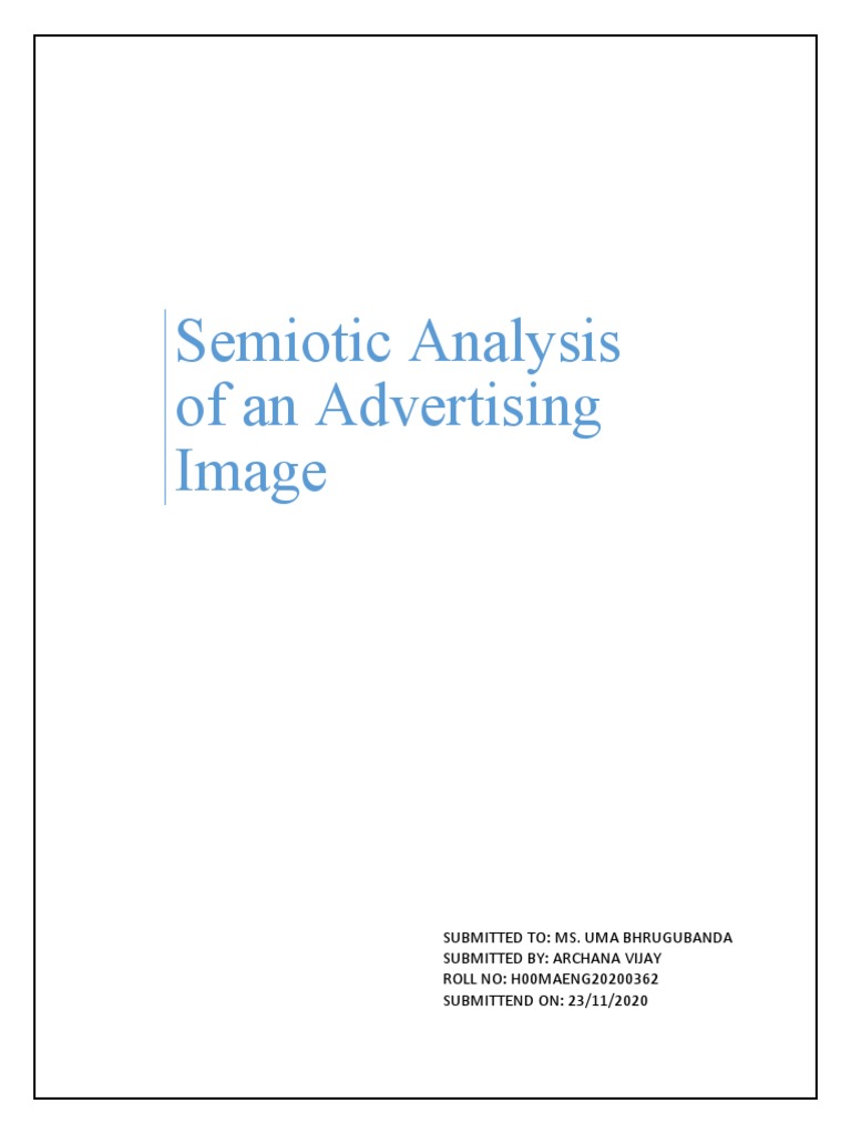 Semiotic Analysis of An Advertising Image | PDF | Semiotics | Advertising