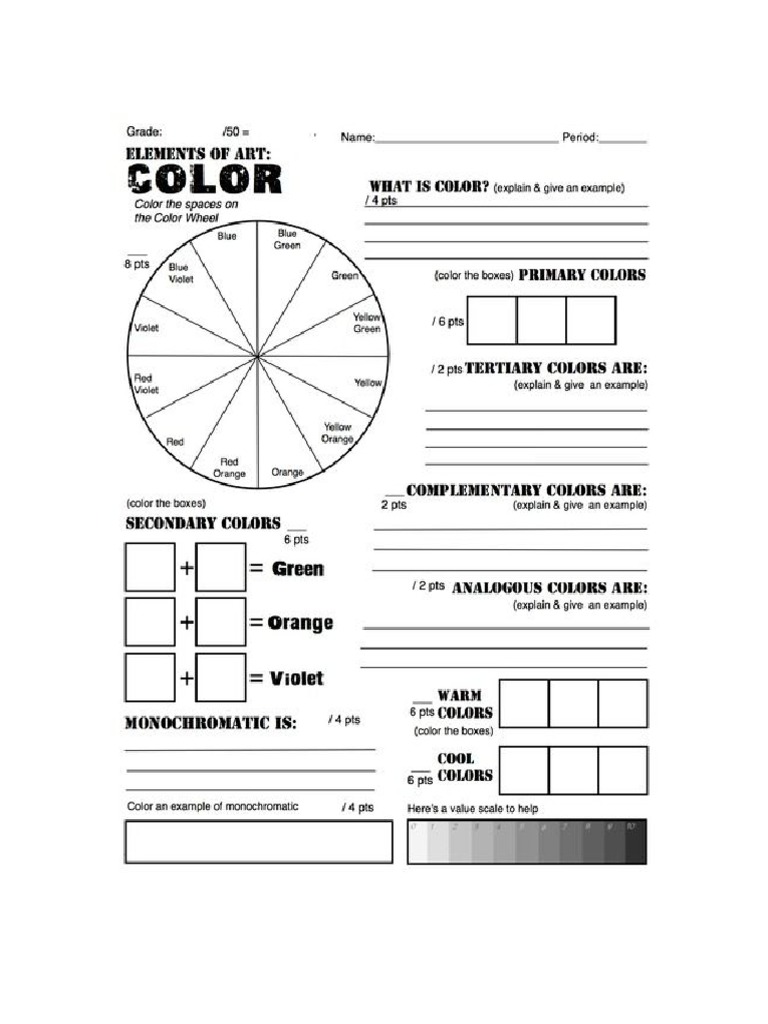 Color Theory Worksheet | PDF