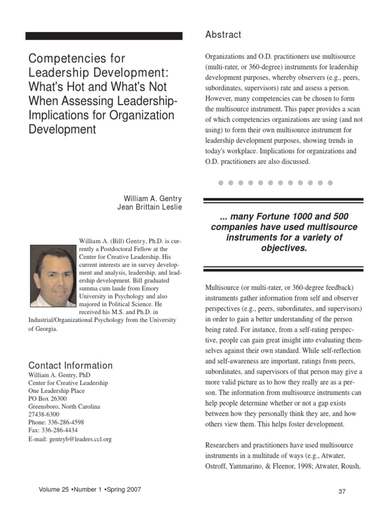 C. Leadership Development, Gentry & Leslie 2007 | PDF | Leadership ...