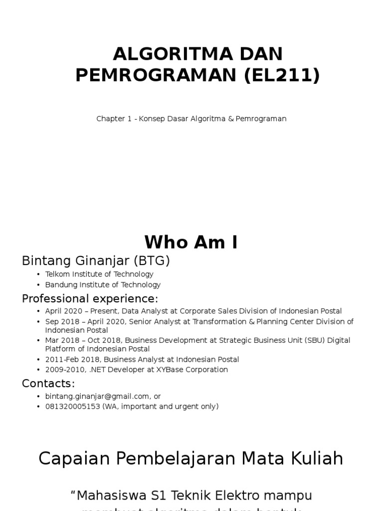 Chapter 1 - Konsep Dasar Algoritma & Pemrograman | PDF