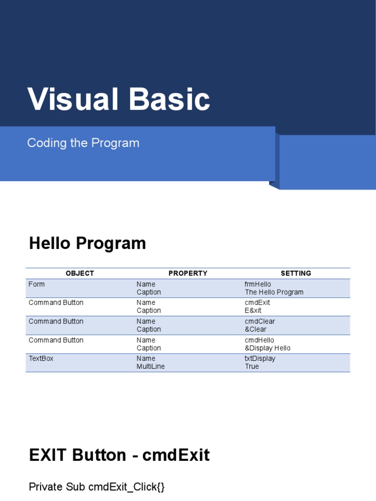 Visual Basic: Coding The Program | PDF | Computers | Technology ...