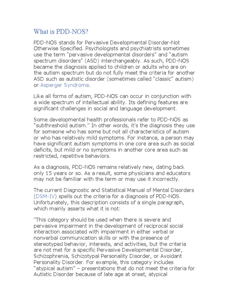 What Is PDD-NOS?: Asperger Syndrome | PDF | Autism Spectrum | Pervasive ...
