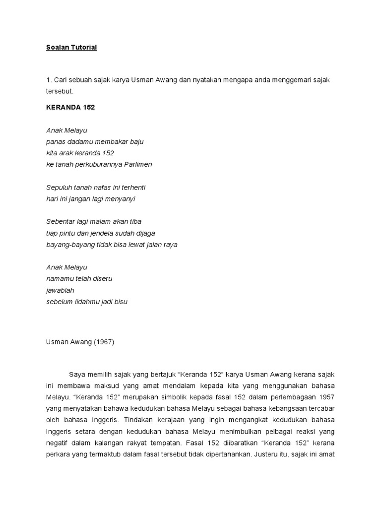 Soalan Tutorial SAJAK | PDF | Seni | Puisi