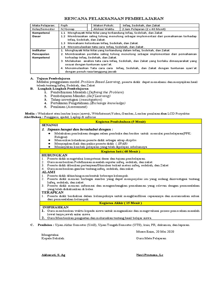 Rancangan Pembelajaran Problem Based Learning | PDF