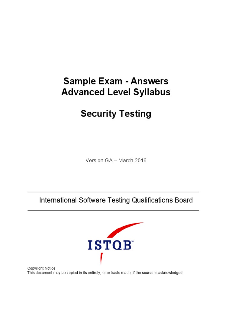 Advanced Security Sample Exam - Answers | PDF | Software Testing ...