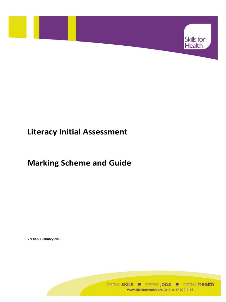 Literacy Initial Assessment Marking Scheme and Guide | PDF | National ...