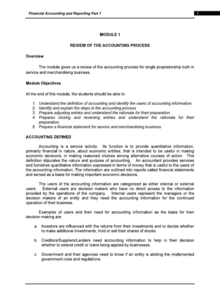 Review of Accounting Process Module 1 | PDF
