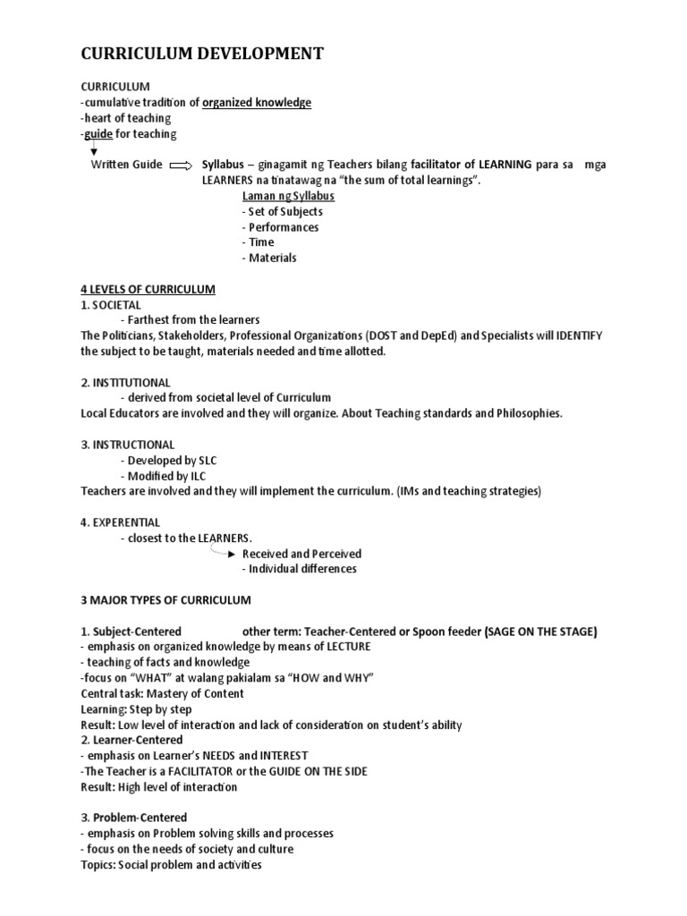 Curriculum Development | PDF | Philosophy Of Education | Curriculum