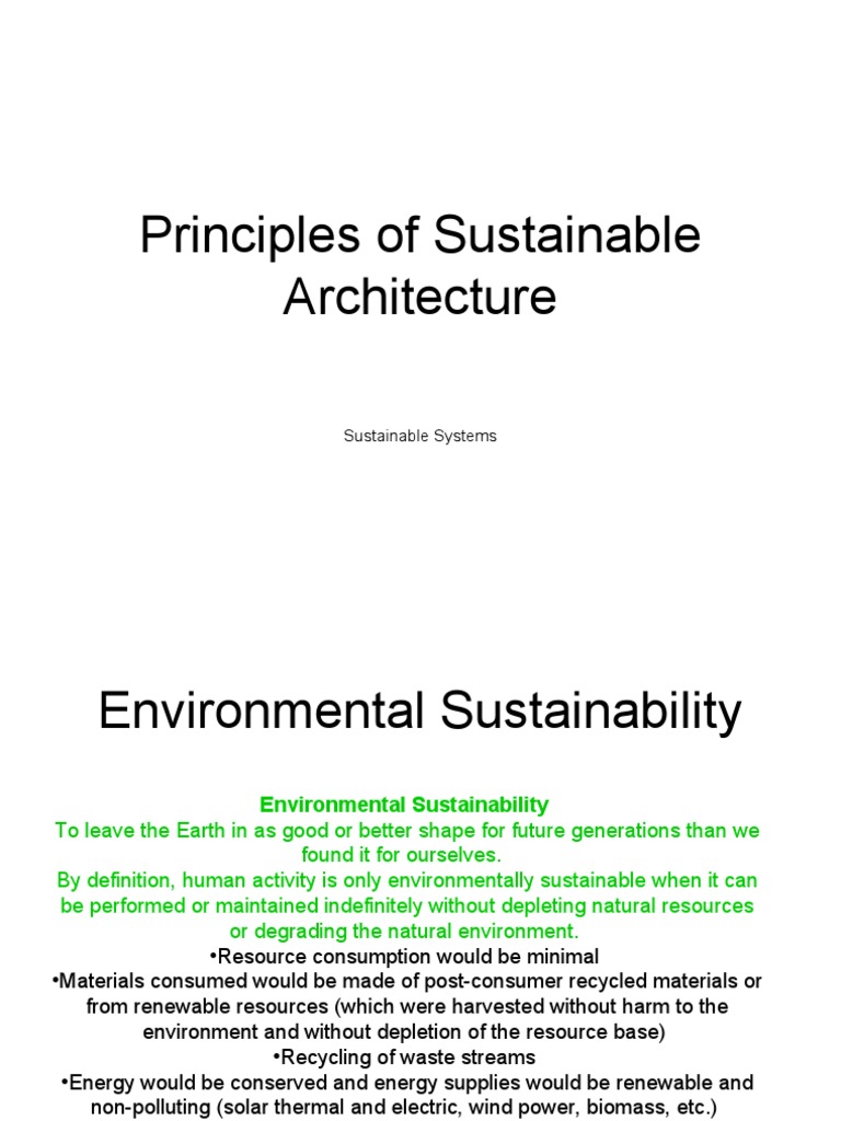 Principles of Sustainable Architecture | PDF | Sustainability | Green ...