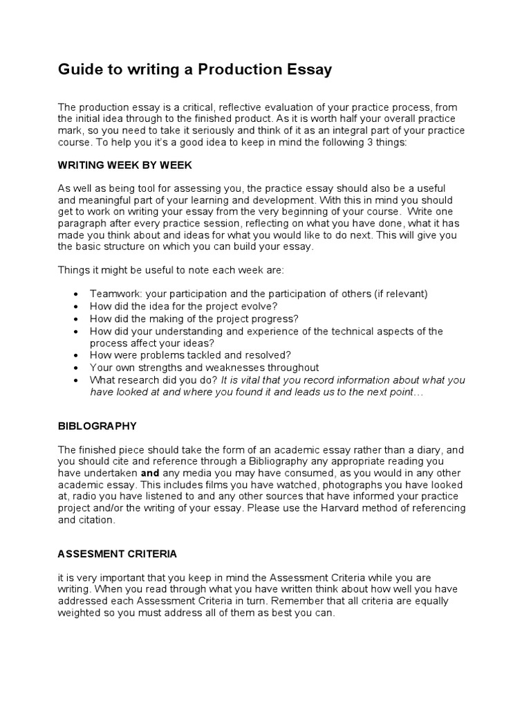 Guide To Writing Production Essay | PDF | Idea | Essays