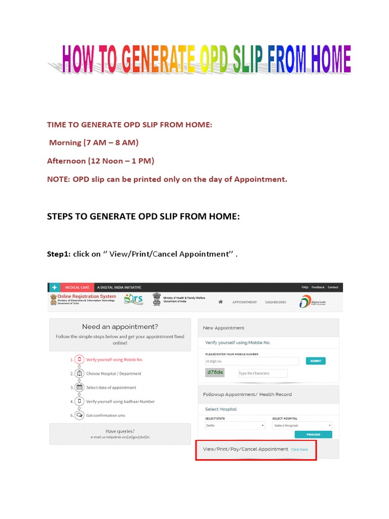 Opd Slip From Home | PDF