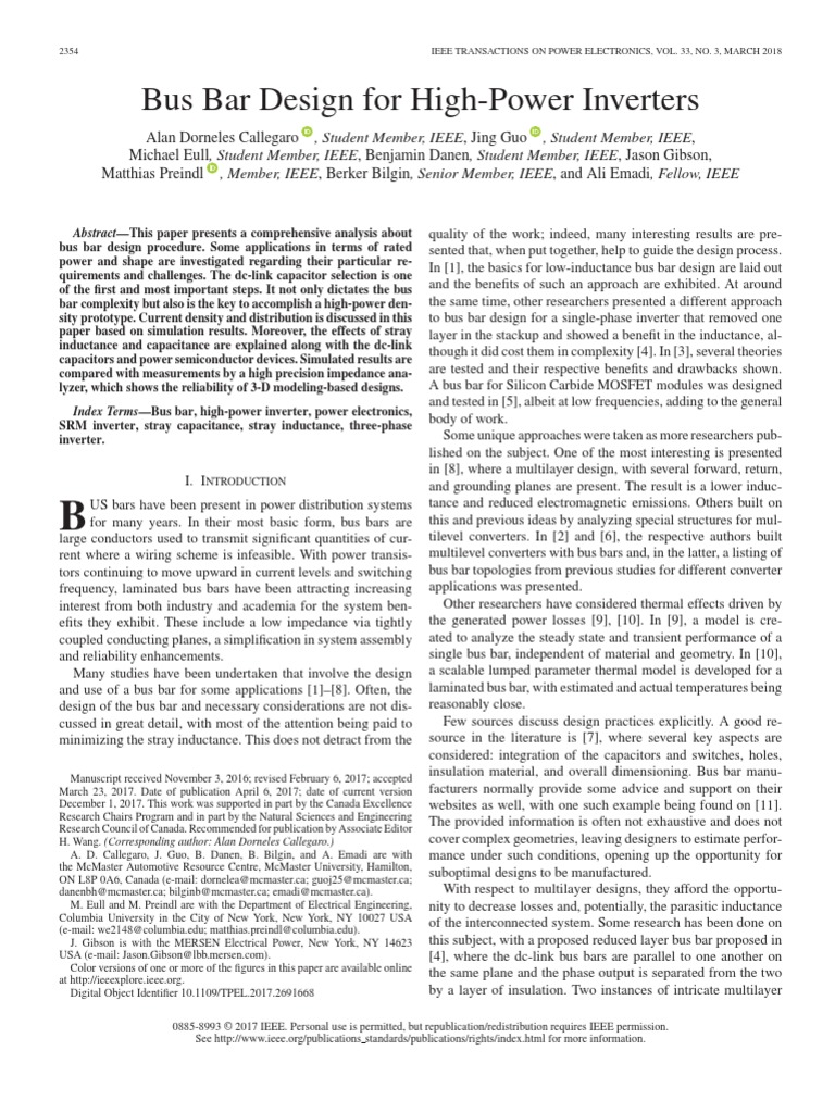 Bus Bar Design For High-Power Inverters | PDF | Power Inverter | Inductance