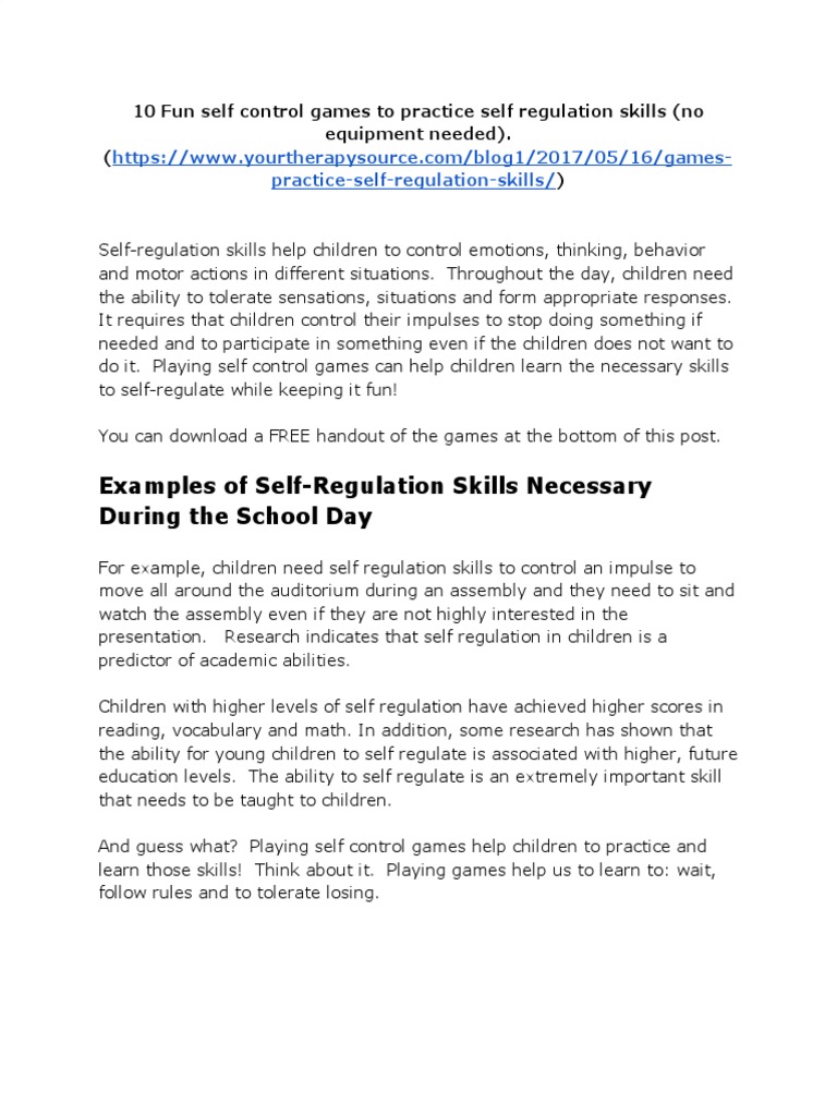 10 Fun Self Control Games To Practice Self Regulation Skills (No ...