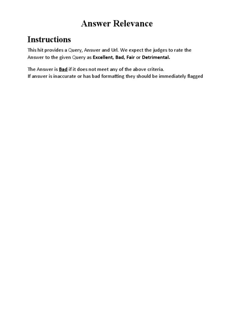 Answer Relevance: Instructions | PDF
