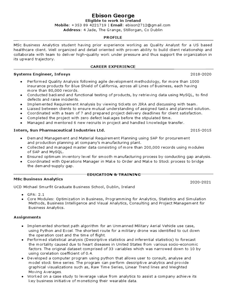 Ebison George Resume | PDF | Analytics | Time Series