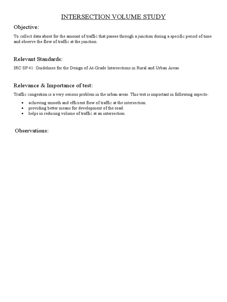 Intersection Volume Study | PDF