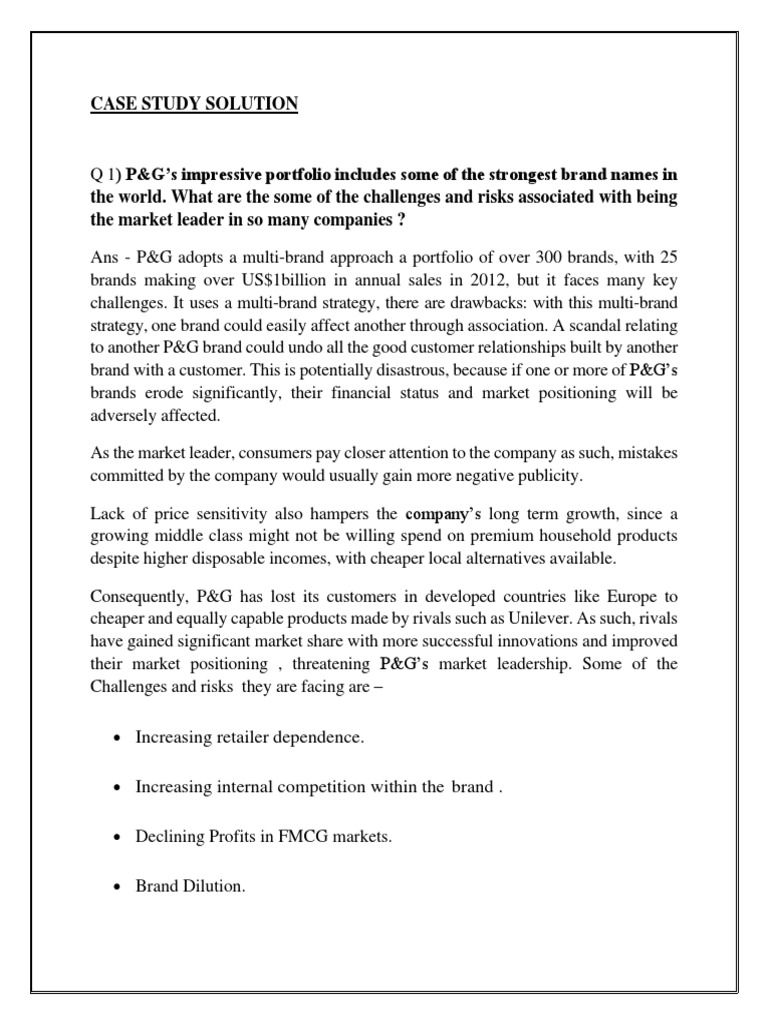 Case Study Solution Brand Management Mainak | PDF | Procter & Gamble | Brand