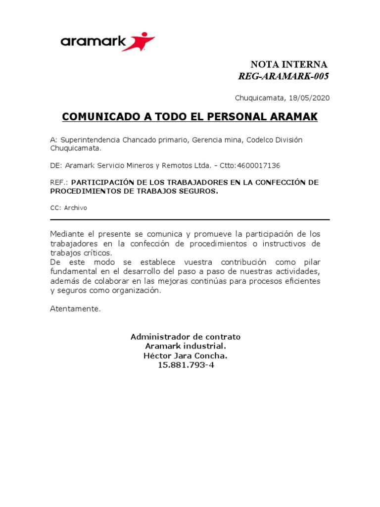NOTA INTERNA 05 - Participacipación Procedimientos | PDF | Ciencia y ...