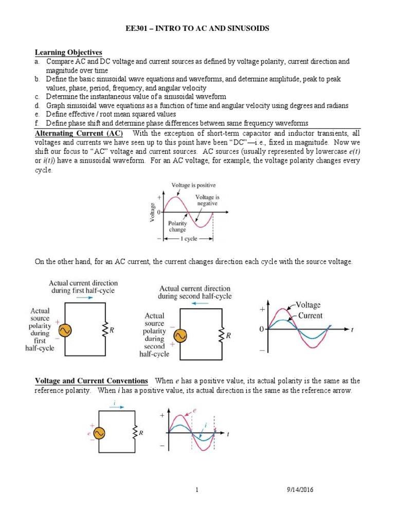 EE301 - AC and Sinusoidal Waveforms | PDF | Root Mean Square | Amplitude