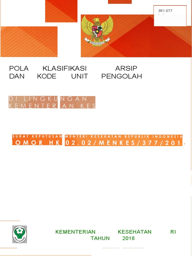 Kode Klasifikasi Arsip 2016 Kemenkes | PDF