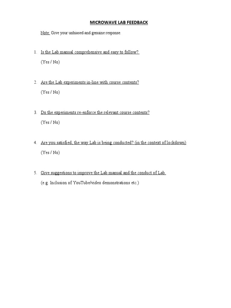 Lab Feedback | PDF
