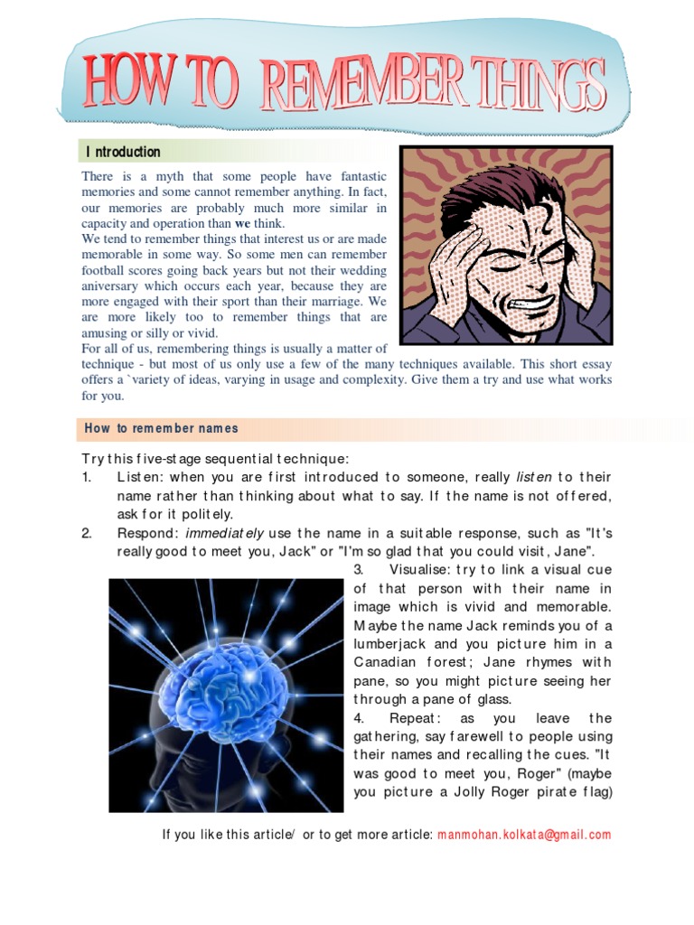 How To Remember Things | PDF
