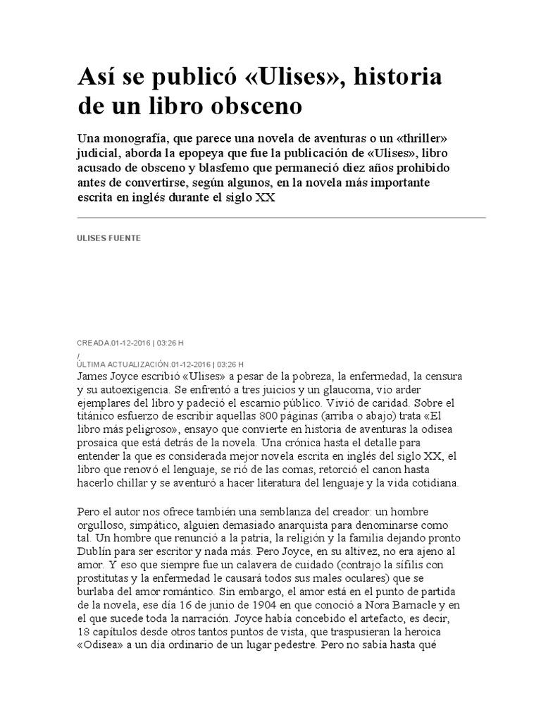 Así Se Publicó Ulises | PDF | James Joyce | Ulises (novela)