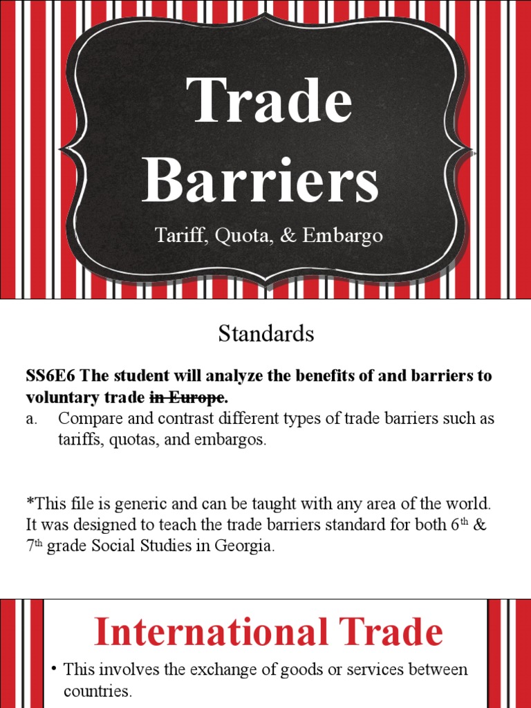Trade Barriers | PDF | Tariff | Free Trade