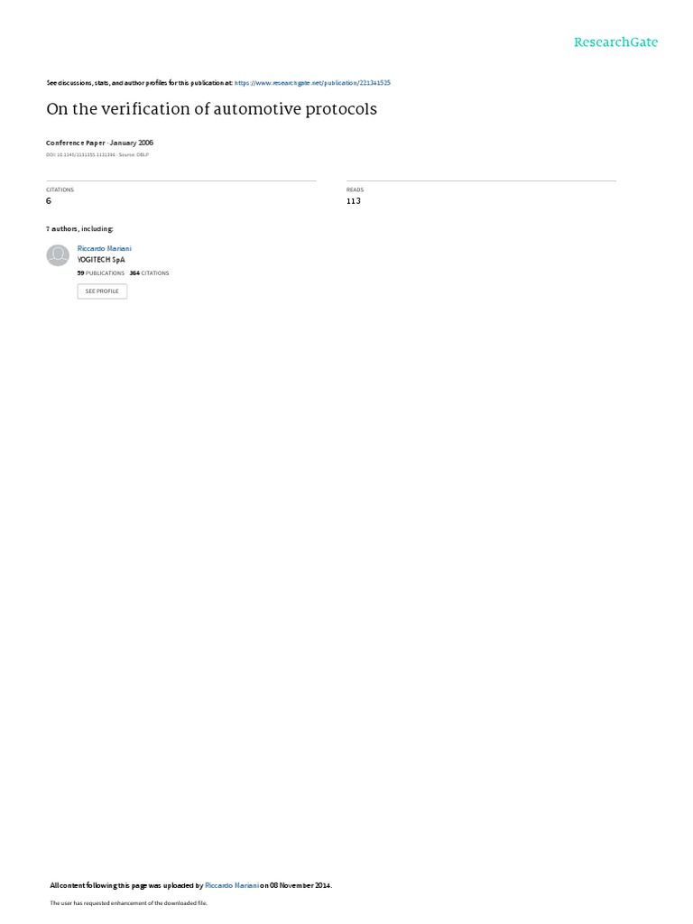 On The Verification of Automotive Protocols | PDF | Internet Protocols ...