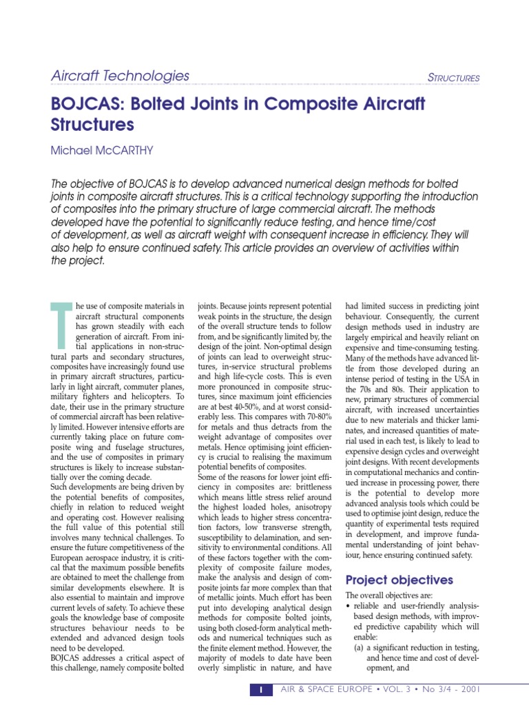 Bolted Joints in Composite Aircraft Structures | PDF | Composite ...