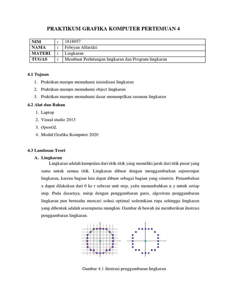 Algoritma Lingkaran Midpoint: Praktikum dan Implementasi | PDF