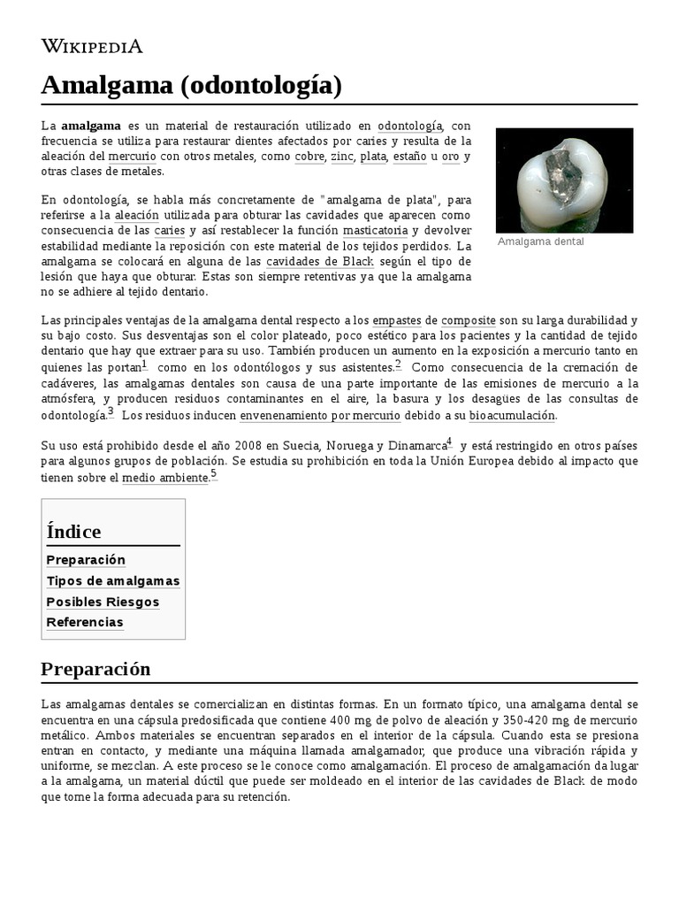 Amalgama (Odontología) | PDF | Elementos químicos | Conjuntos de ...