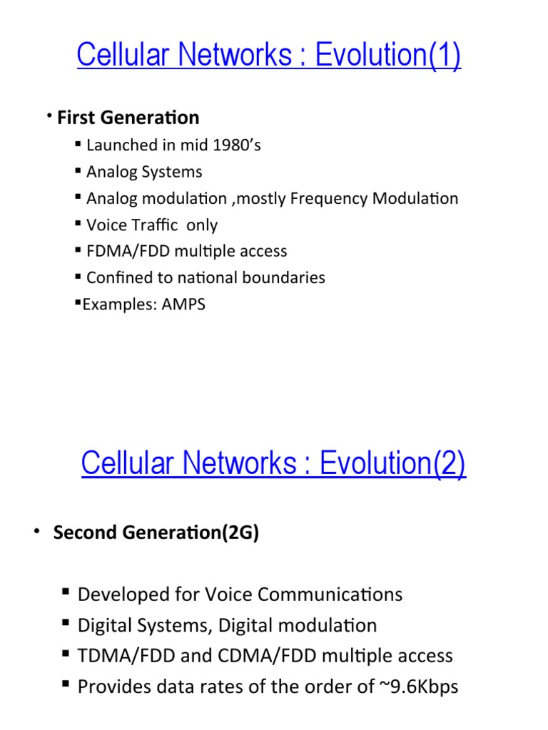 Cellular Networks: Evolution (1) : First Generation | PDF | Networks ...