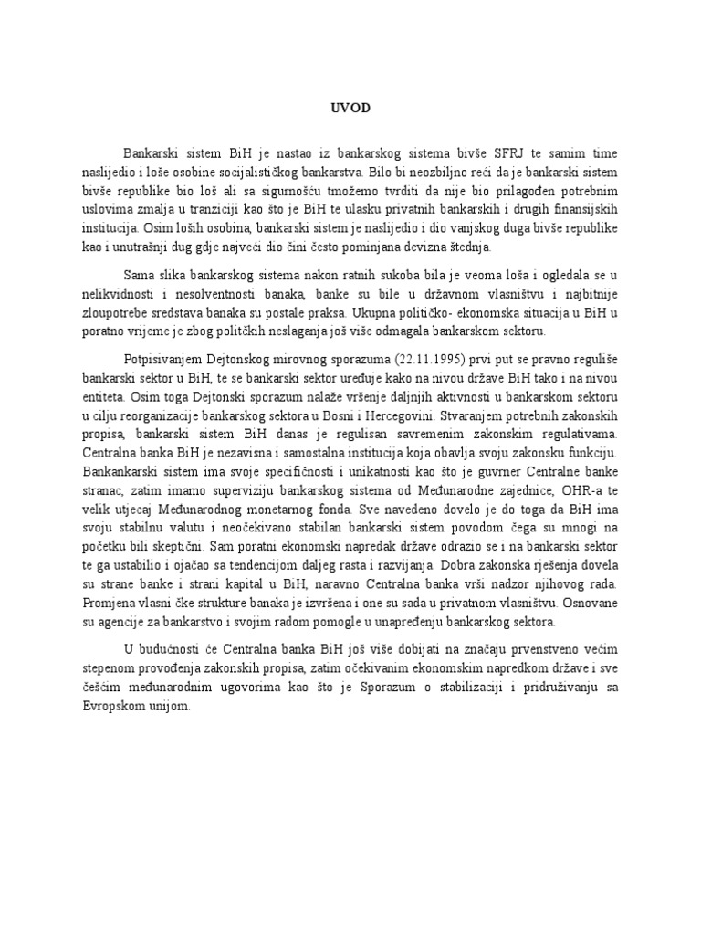Bankarski Sistem Bih | PDF