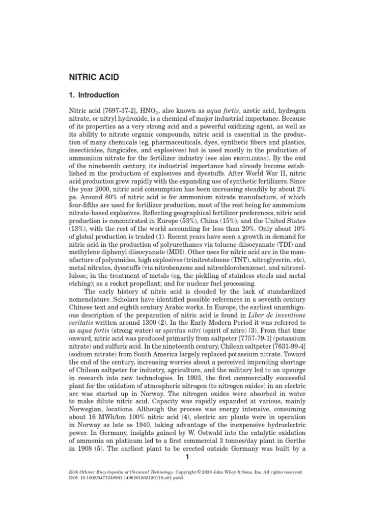 Nitric Acid | PDF | Nitric Acid | Nitrogen