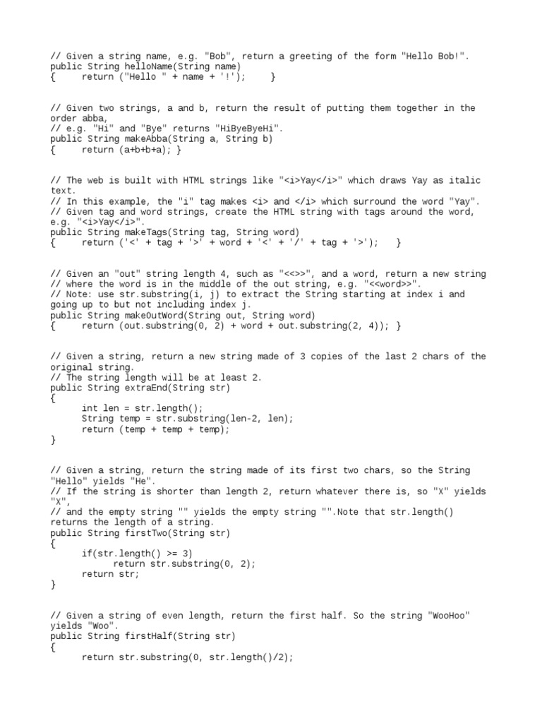 String1.Coding BAT Solutions | PDF | String (Computer Science ...