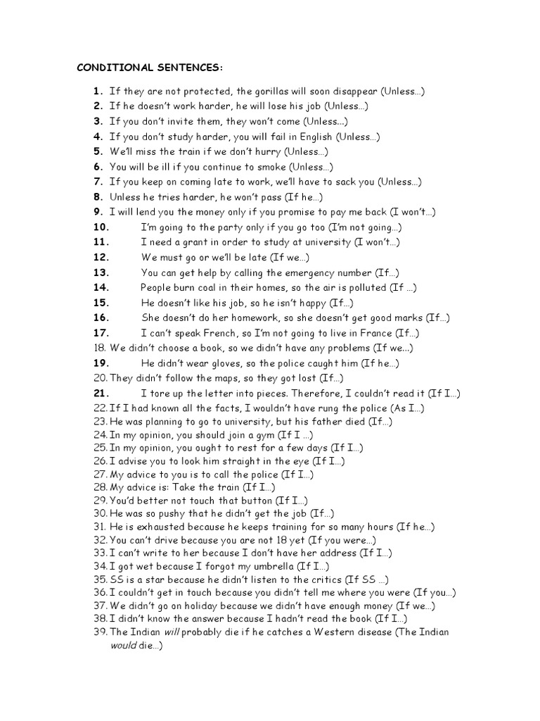 Rephrasing Conditionals-Wish | PDF